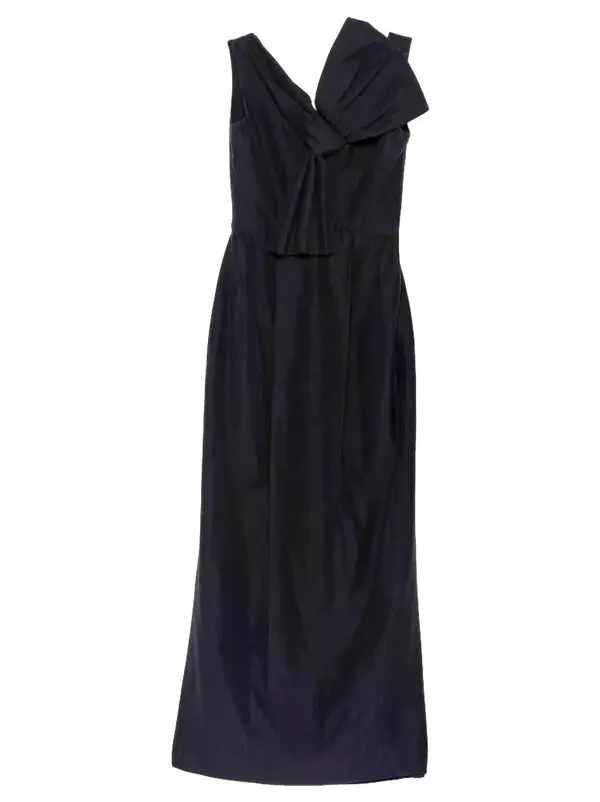 Dior Sleeveless V-neck Bow Detail Maxi Dress - Blue