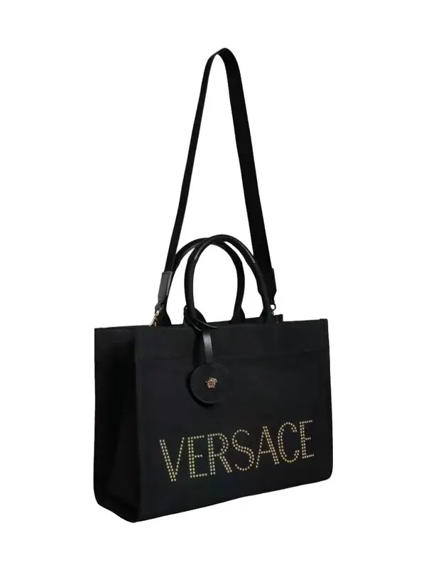 Versace Studded Logo Tote Bag - Black