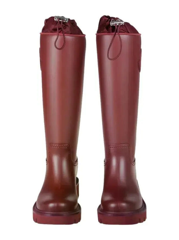 Moncler Logo Patch Drawstring Boots - Red