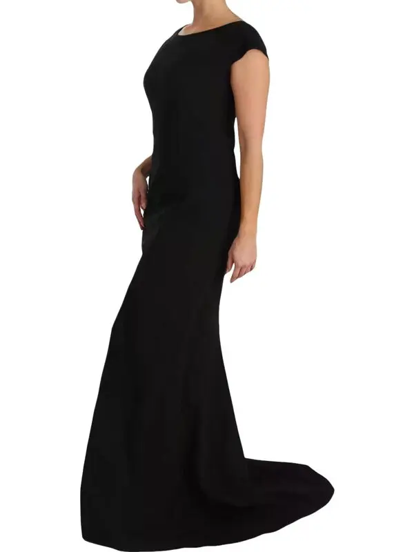 Dolce & Gabbana Crepe Boat Neck Cap Sleeve Dress - Black