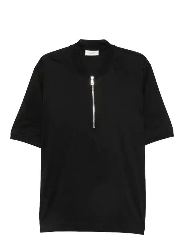 YES LONDON Quarter-zip Short-sleeve T-shirt - Black