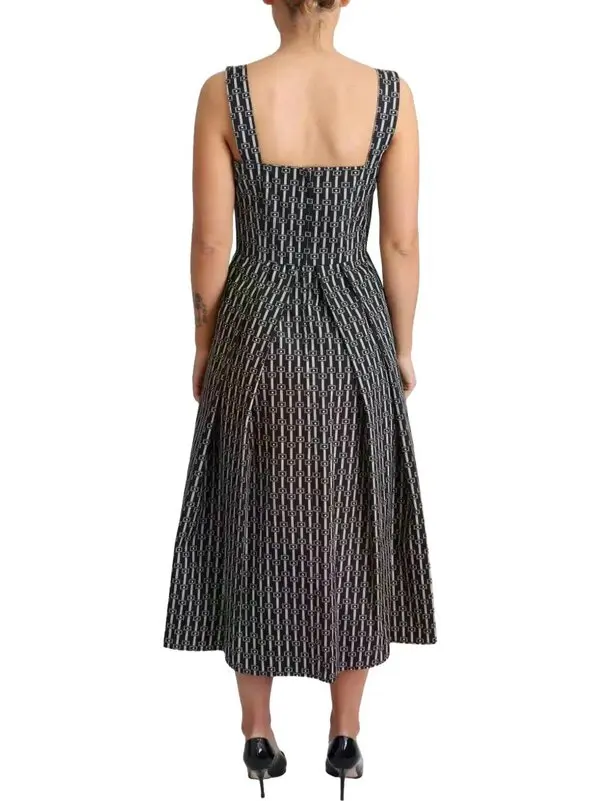 Dolce & Gabbana Geometric Print A-line Midi Dress - Black