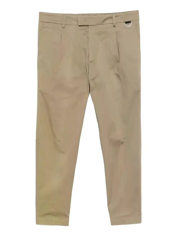 LOW BRAND D-ring Detail Pleated Trousers - Neutrals