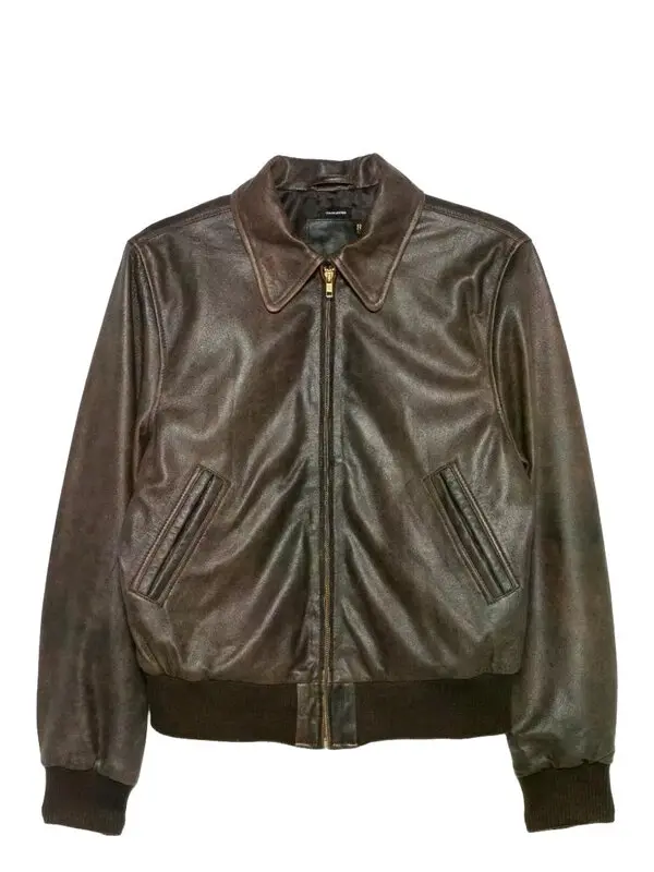 R13 Boyfriend Distressed Leather Jacket - Brown