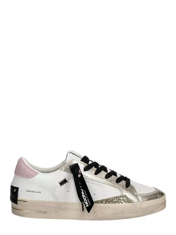 CRIME LONDON Sk8 Deluxe Crackled-effect Glitter Sneakers - White