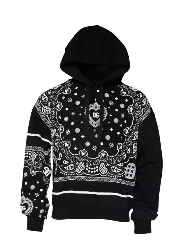 Dolce & Gabbana Bandana Print Drawstring Hoodie - Black