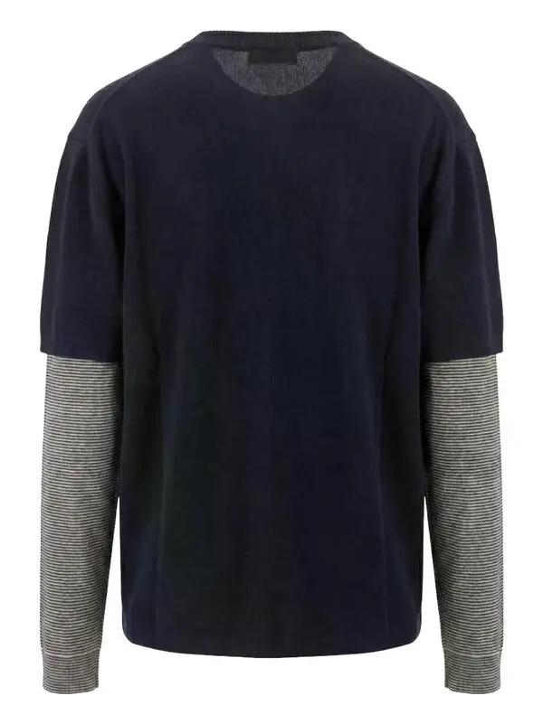 Miu Miu Layered Sleeve Logo-embroidered Wool Sweater - Blue