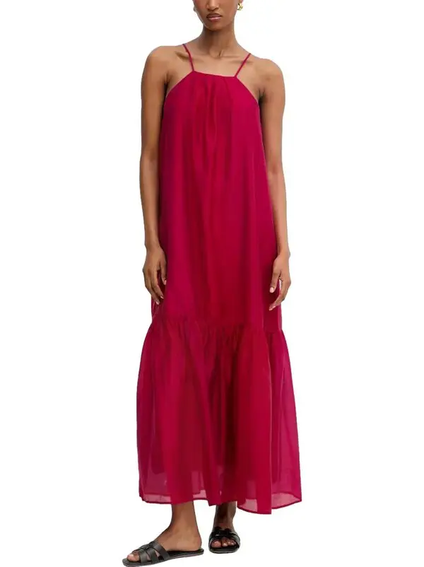 Liu Jo Pleated Ruffled Maxi Dress - Red