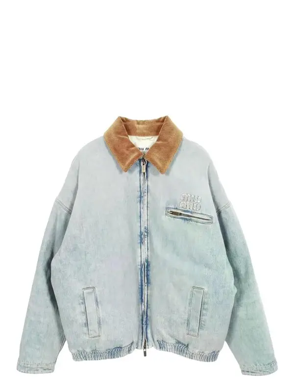 Miu Miu Corduroy Collar Denim Jacket - Blue
