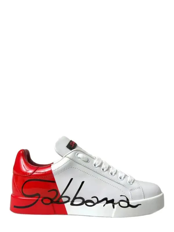 Dolce & Gabbana Logo Print Lace Up Sneakers - White
