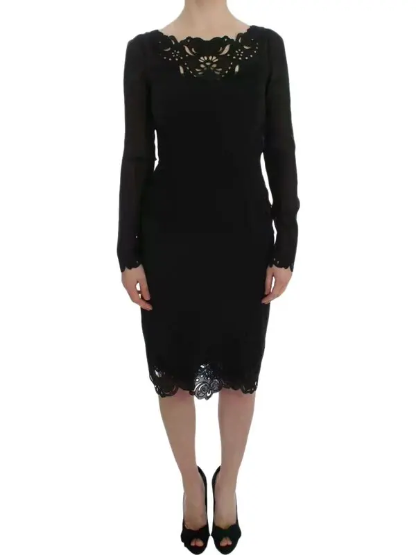 Dolce & Gabbana Laser-cut Silk Midi Dress - Black