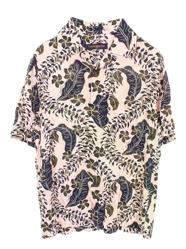 LOUIS VUITTON 2010s Leaf-print Short-sleeve Shirt - Pink