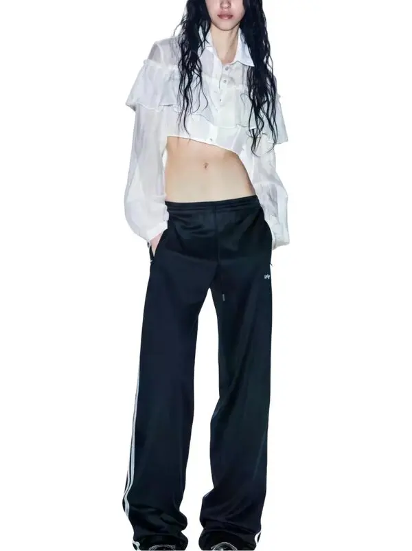 ANIYE BY Sheer Ruffle Cropped Shirt - White