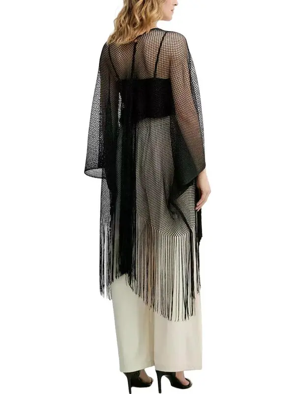 Joseph Ribkoff Open-knit Cardigan With Fringe Trim - Black