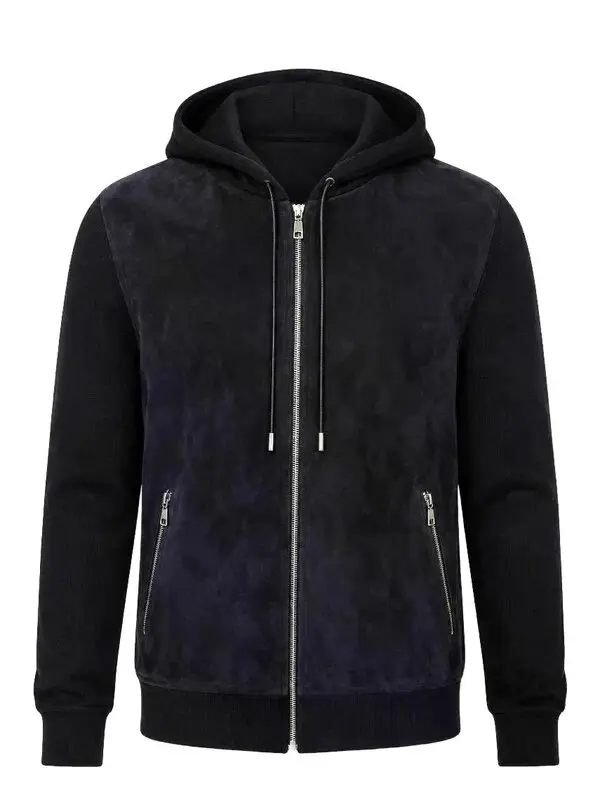 Dolce & Gabbana Suede Panelled Zip-up Hoodie - Blue