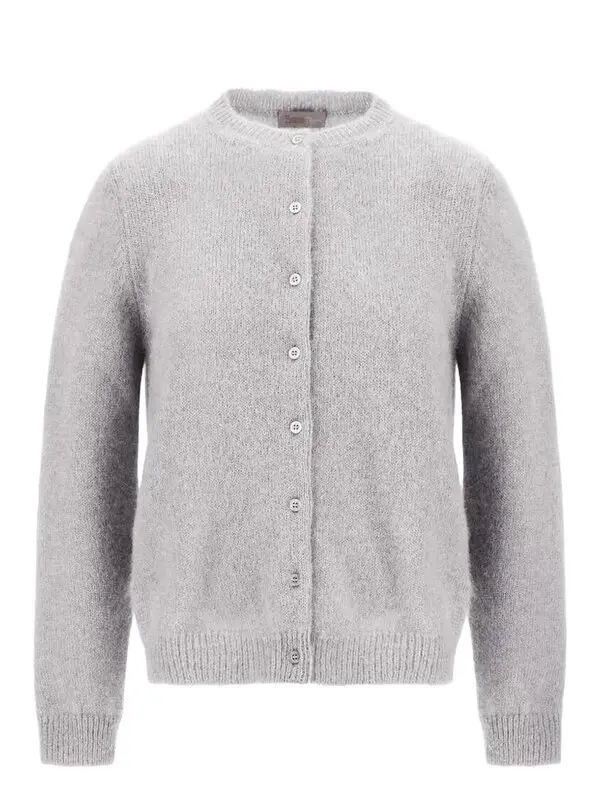 Herno Crew Neck Long Sleeve Cardigan - Grey