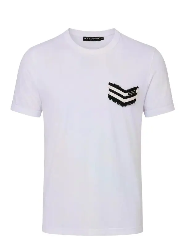 Dolce & Gabbana Chevron-patch Frayed T-shirt - White