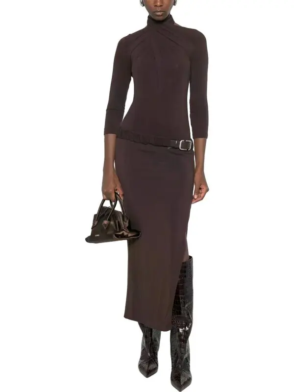 Attico Belted Open-back Maxi Dress - Brown