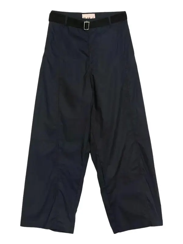 Plan C Belted Panelled Trousers - Blue