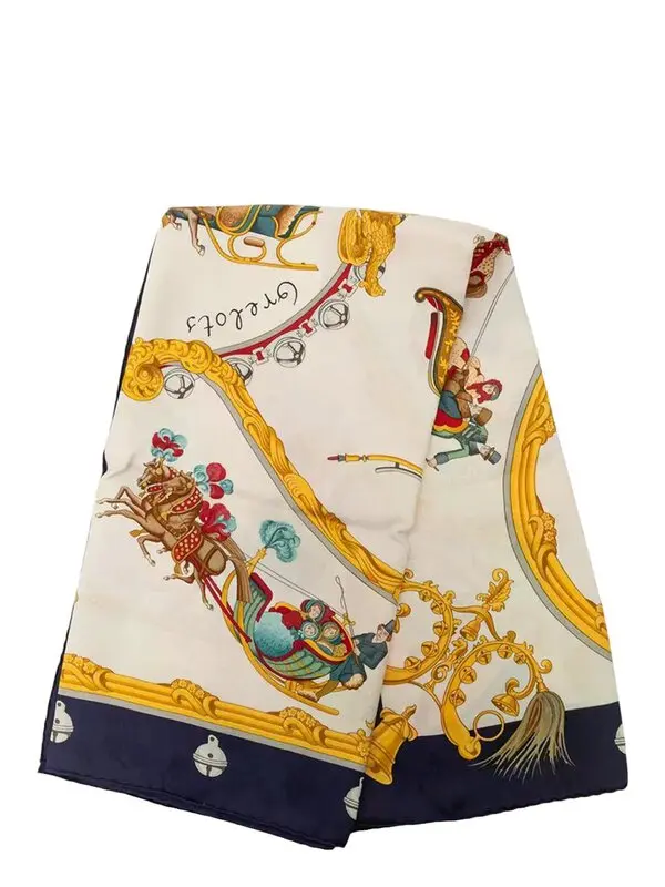 Hermès 2000-2026 Plumes Et Grelots Silk Scarf 90 - Blue