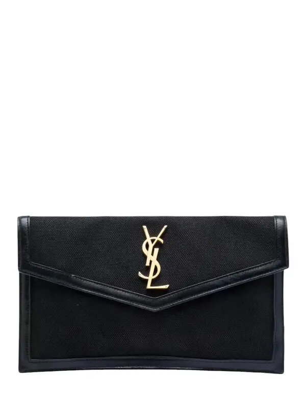 Saint Laurent Canvas Monogram Uptown Pouch Clutch Bag - Black