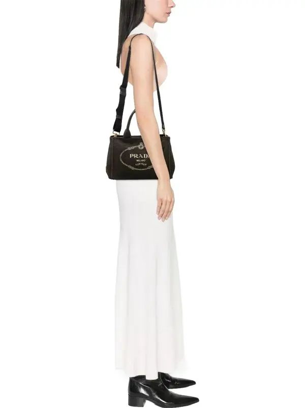 Prada Small Canapa Logo Satchel - Black