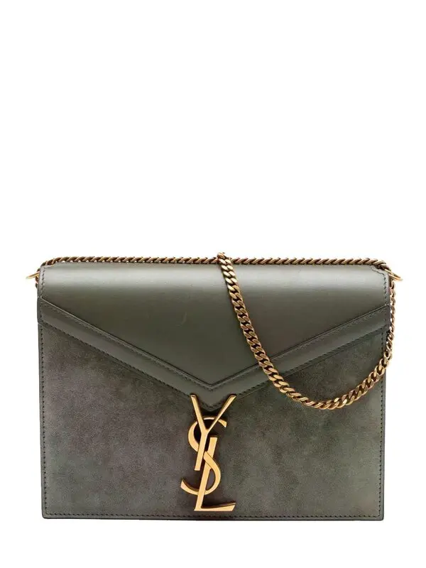 Saint Laurent Suede And Calfskin Cassandra Clasp Shoulder Bag - Brown