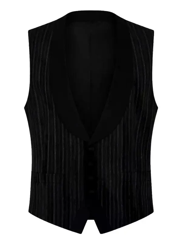 Dolce & Gabbana Pinstripe Pattern Shawl-lapel Waistcoat - Black