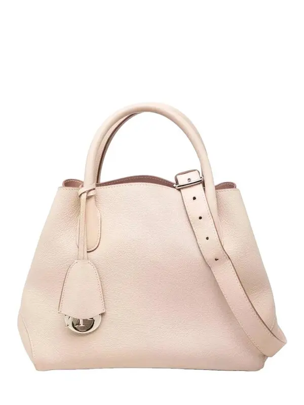 Dior Grained Calfskin Open Bar Tote Satchel - Brown