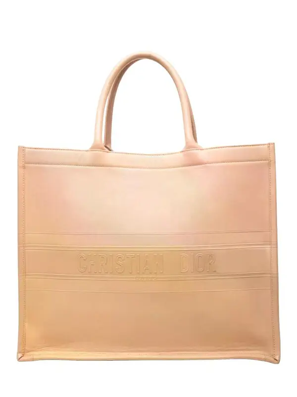 Dior Large Embossed Calfskin Book Tote Bag - Brown