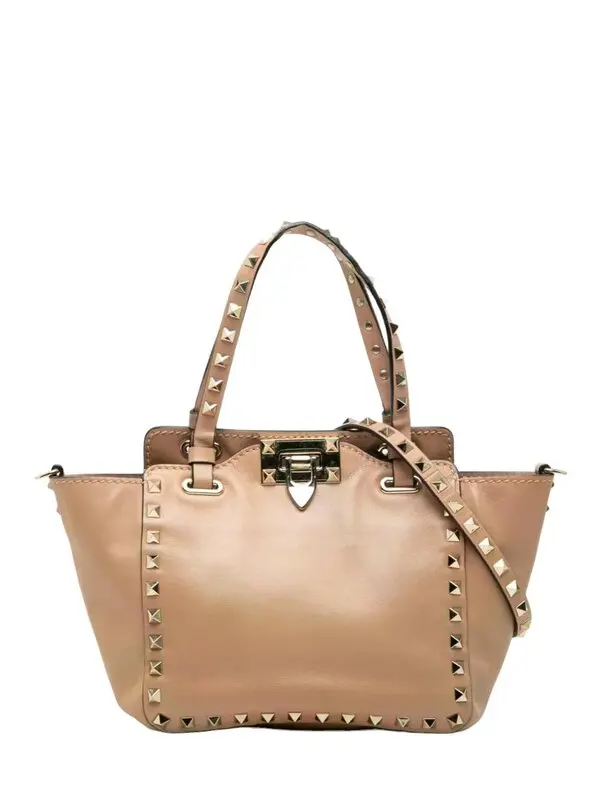 Valentino Garavani Mini Rockstud Trapeze Satchel - Brown