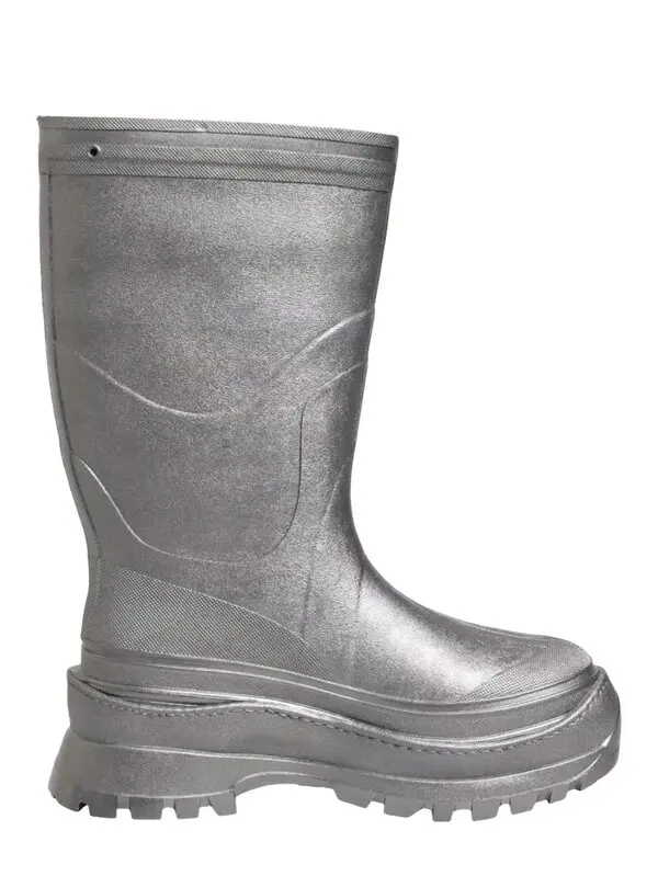Dolce & Gabbana Metallic Logo Rain Boots - Silver