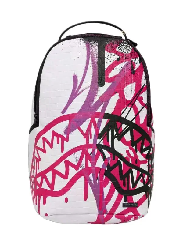 SPRAYGROUND Graffiti Print Woven Backpack - White