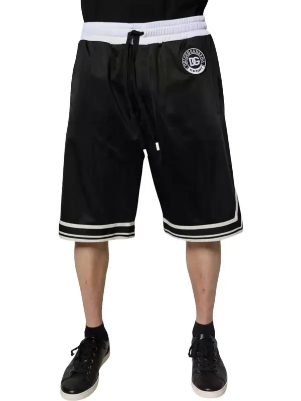 Dolce & Gabbana Sport Logo Patch Striped Trim Shorts - Black