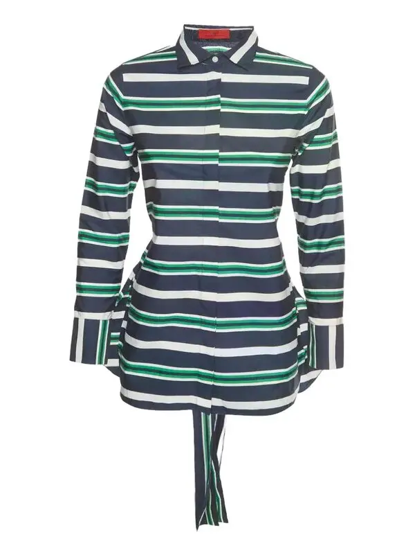 Carolina Herrera Stripe Tie-fastening Shirt - Blue