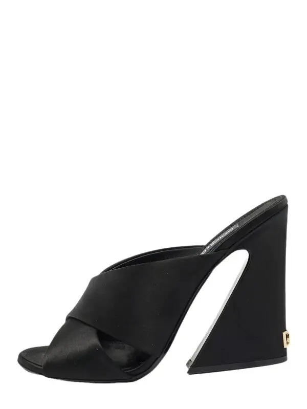 Dolce & Gabbana Satin Criss-cross Block Heel Sandals - Black