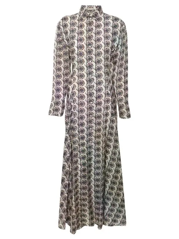 Alaïa Floral Print Maxi Dress - Neutrals