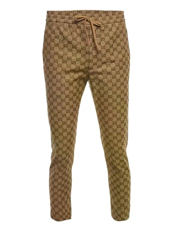 Gucci Jacquard Drawstring-waist Trousers - Neutrals