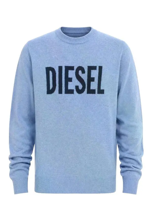 DIESEL® Jacquard Logo Heavy-weight Knit Sweater - Blue