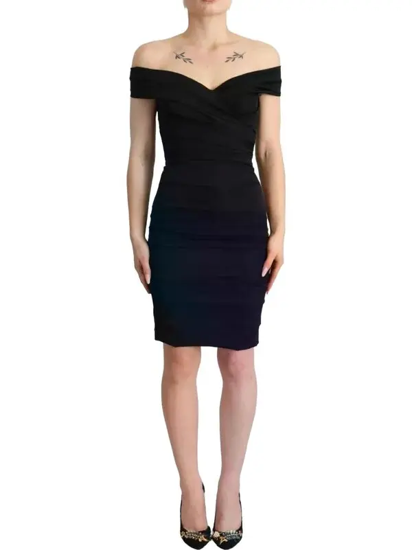 Dolce & Gabbana Ruched Off-the-shoulder Mini Dress - Black