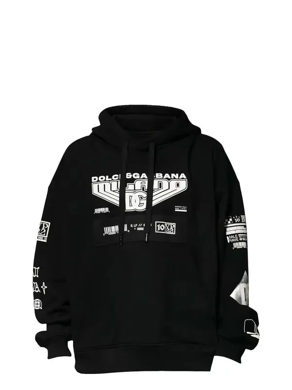 Dolce & Gabbana Graphic Print Cotton Hoodie - Black
