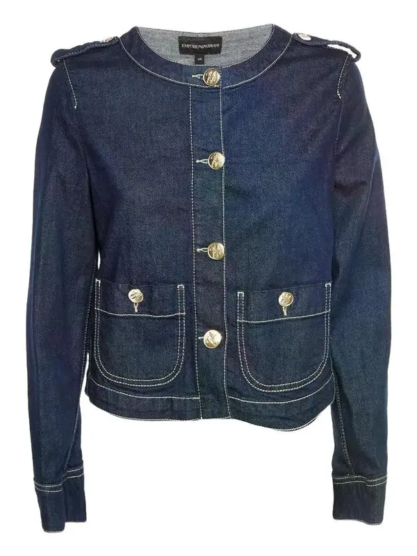 Emporio Armani Denim Jacket With Contrast Stitching - Blue