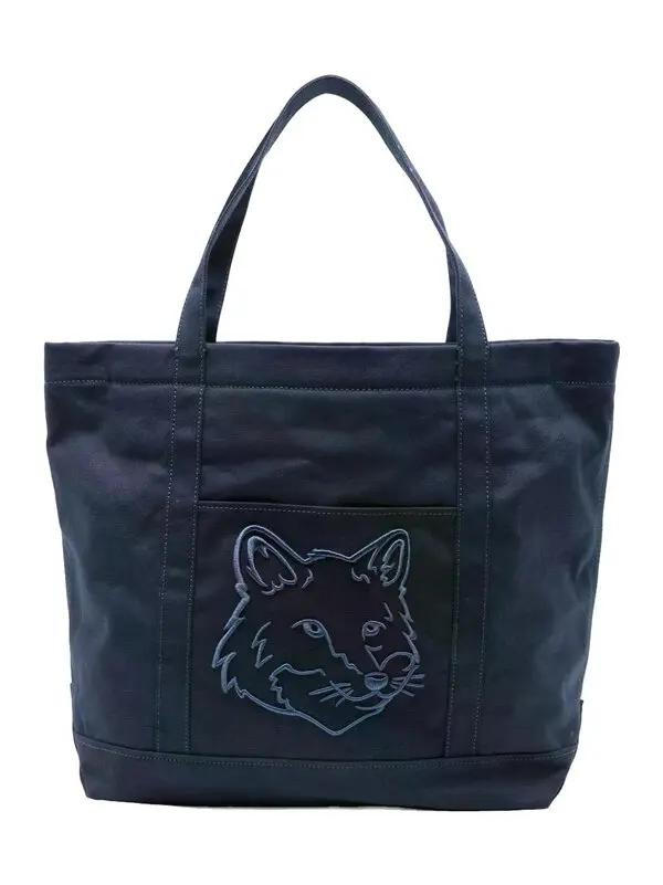 Maison Kitsuné Large Fox Head Cotton Tote - Blue