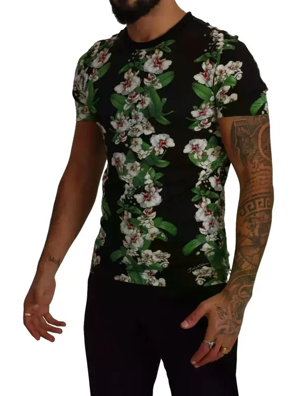 Dolce & Gabbana Orchid-print T-shirt - Black