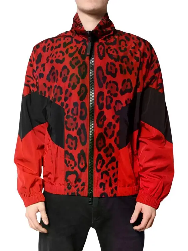 Dolce & Gabbana Leopard Print Bomber Jacket - Red