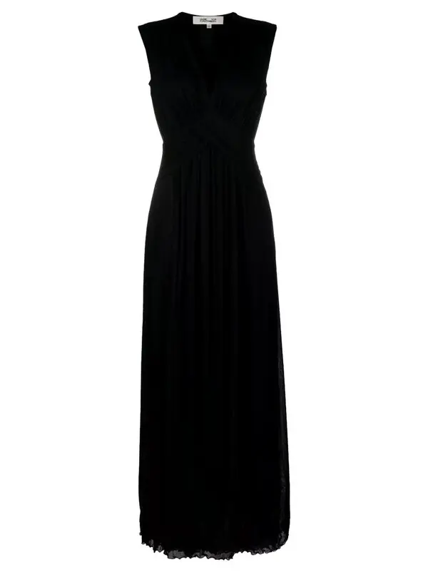 Diane Von Furstenberg Marika Gathered V-neck Maxi Dress - Black
