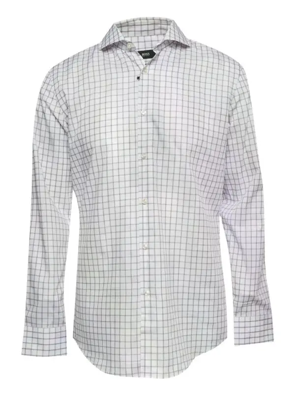 BOSS Jason Checked Slim-fit Shirt - White