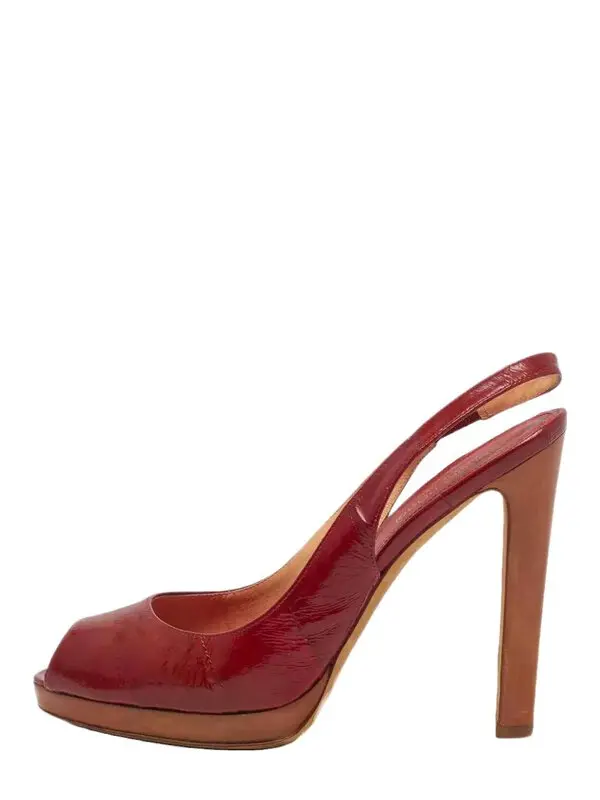 SERGIO ROSSI Peep-toe Slingback Pumps - Red