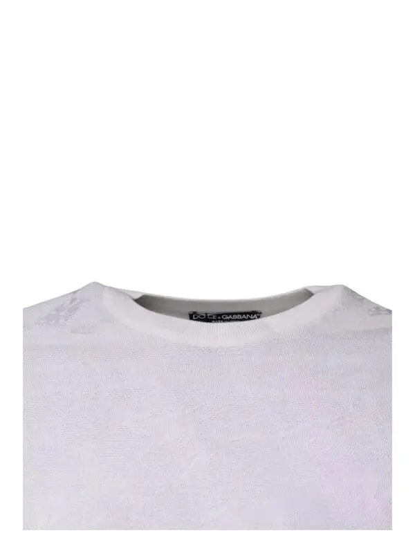 Dolce & Gabbana Embossed Crew-neck Sweater - White