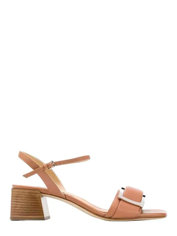 SERGIO ROSSI Block Heel Sandals With Ankle Strap - Brown